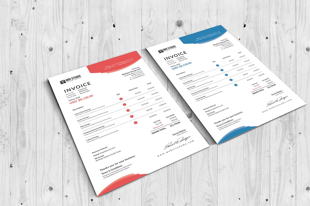 Stylish Invoice Template, a Stationery Template by MRI STUDIO