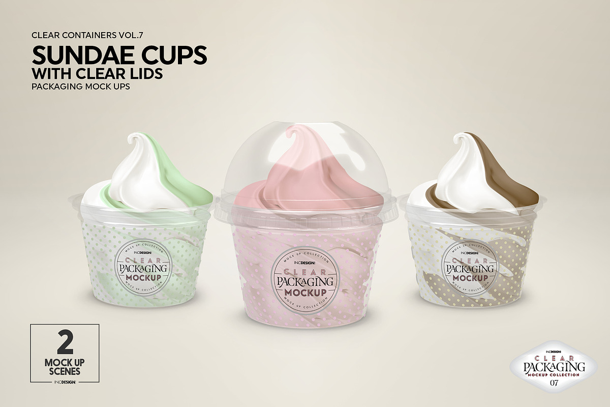 Clear Sundae Cups with Lids Mockup, a Cups & Container Mockup by INCDesign