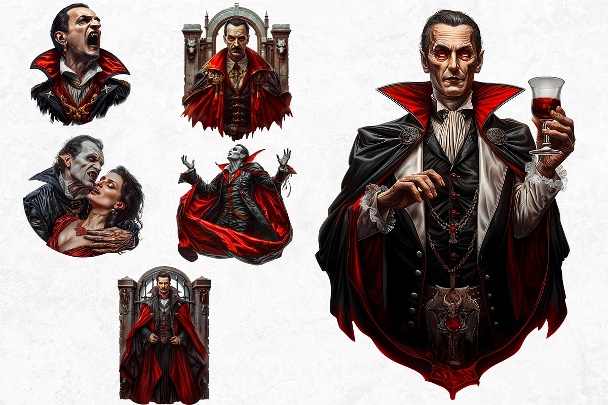 Dracula Vampire Clipart Set, a Person Illustration by ThatsDesign Art