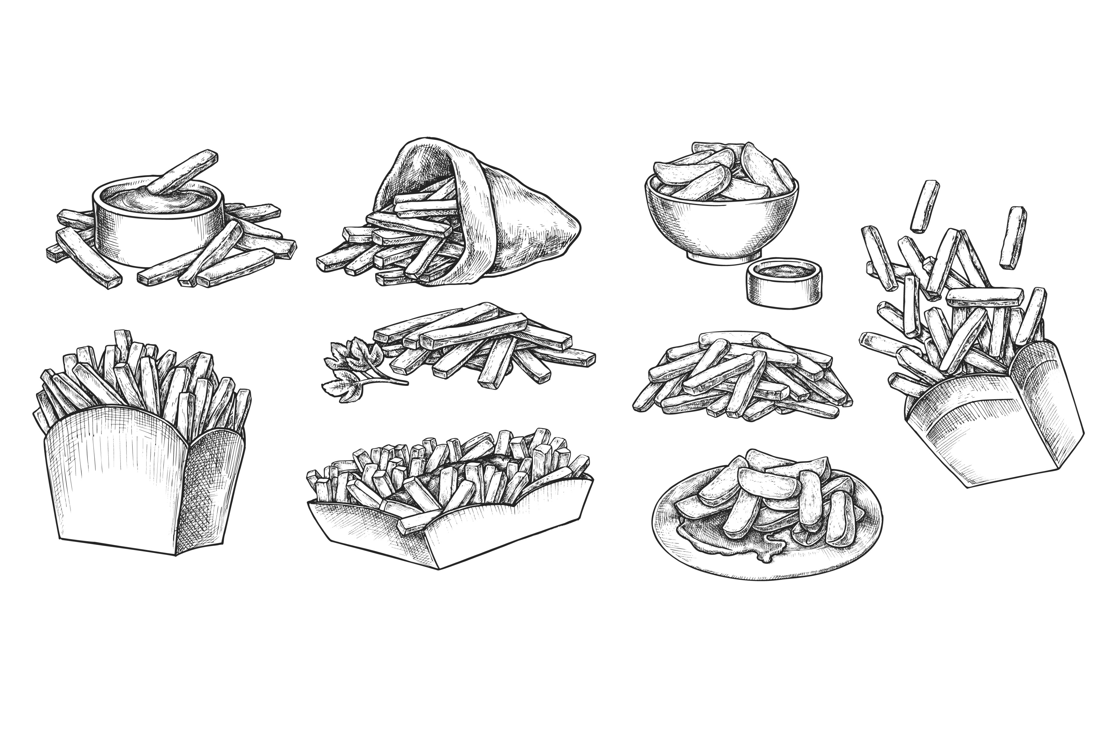 French fries hand drawn sketch, a Food & Drink Photo by studioworkstock ...