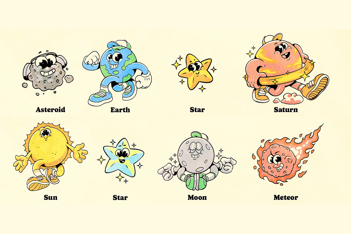Retro Space Characters Mascot, an Object Graphic by GRVS Studio