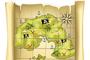 pirate map, an Illustration by Microvector