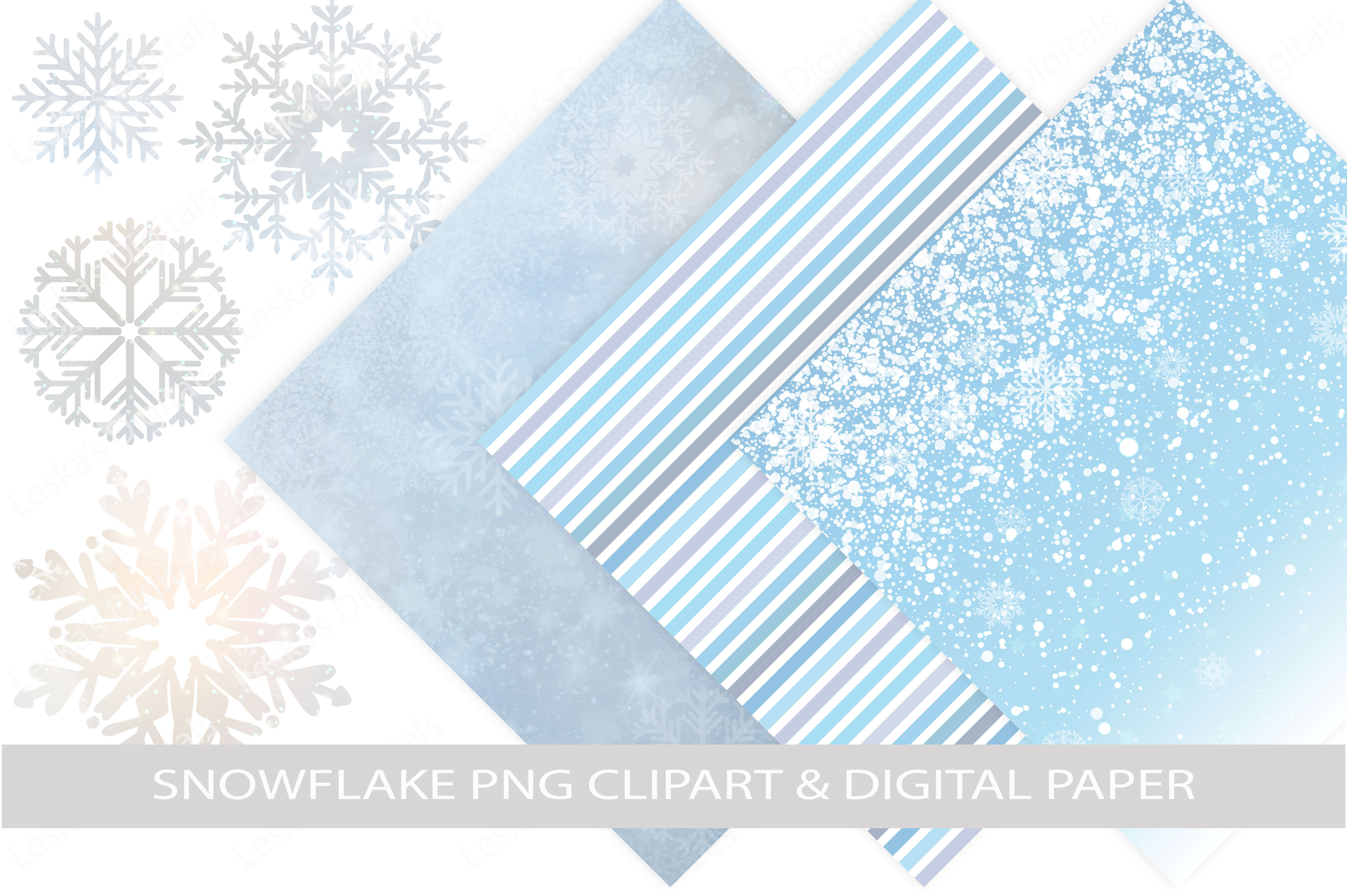 Snowflakes & Digital Papers, an Object Graphic by Leska's Digitals