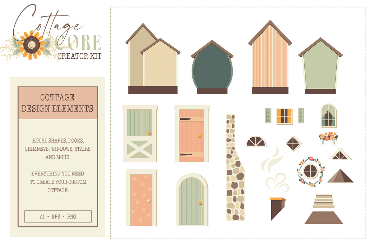 Cottage Core Vector Illustration Kit, an Illustration by Eclectic Anthology