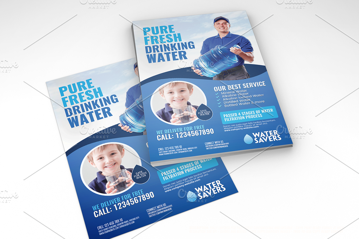 Drinking Water Services Flyer, a Flyer Template by PSDPixel