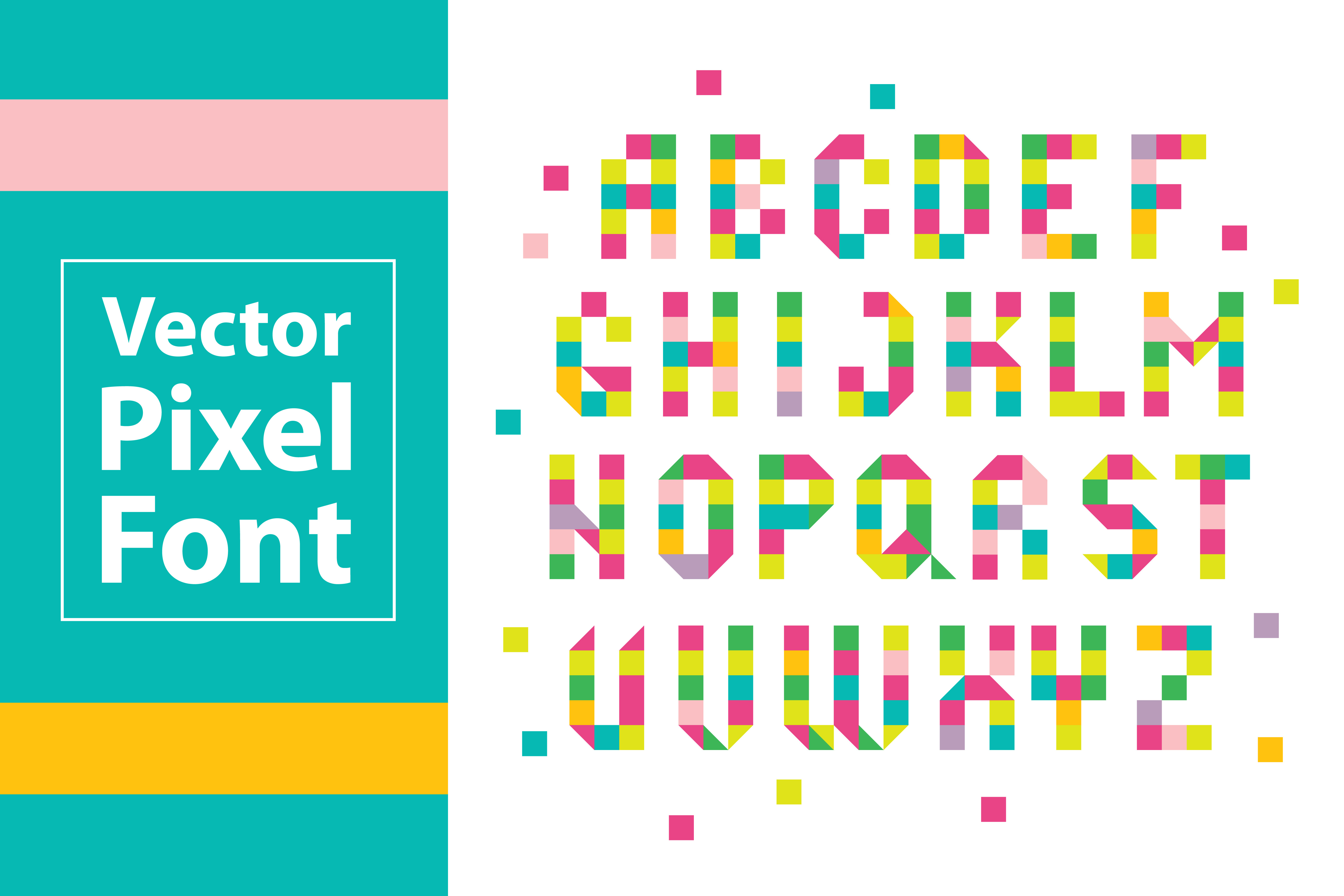Colorful pixel font | Decorative Illustrations ~ Creative Market