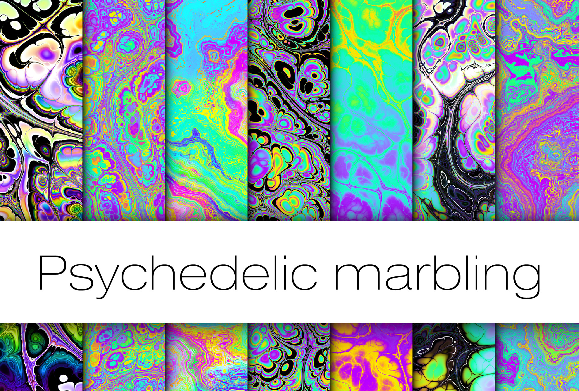 Abstract colourful trippy textures.