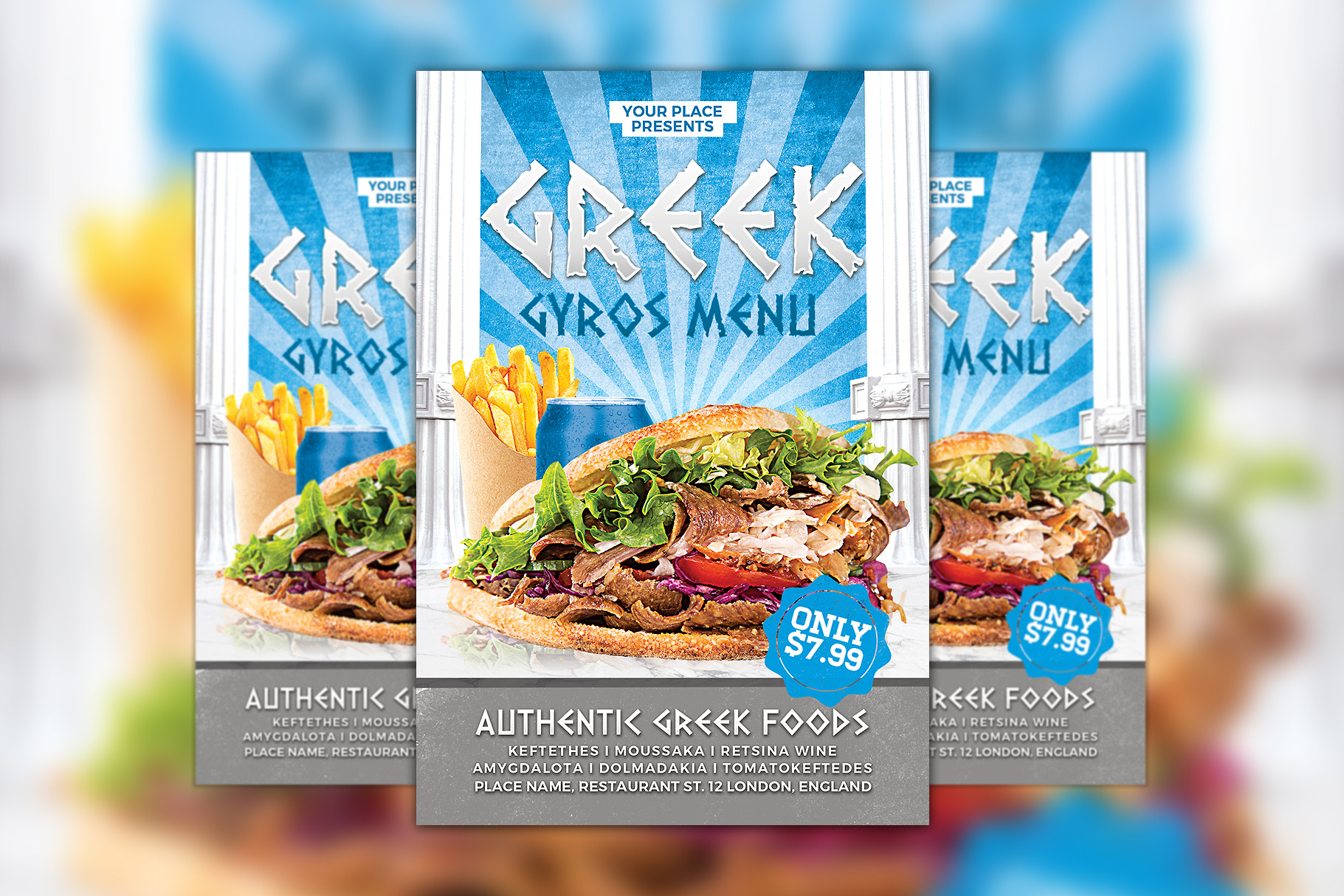 Greek Gyros Food Flyer and Poster, a Flyer Template by Flyermind