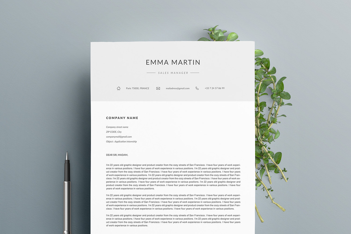 Resume Template EMMA A4, a Resume Template by Graace Studio