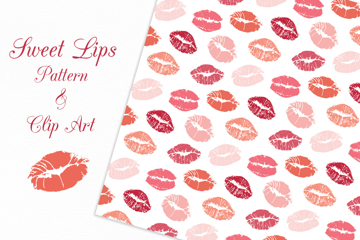 Lips Vector Pattern & Clip Art, a Pattern Graphic by patternpop studio