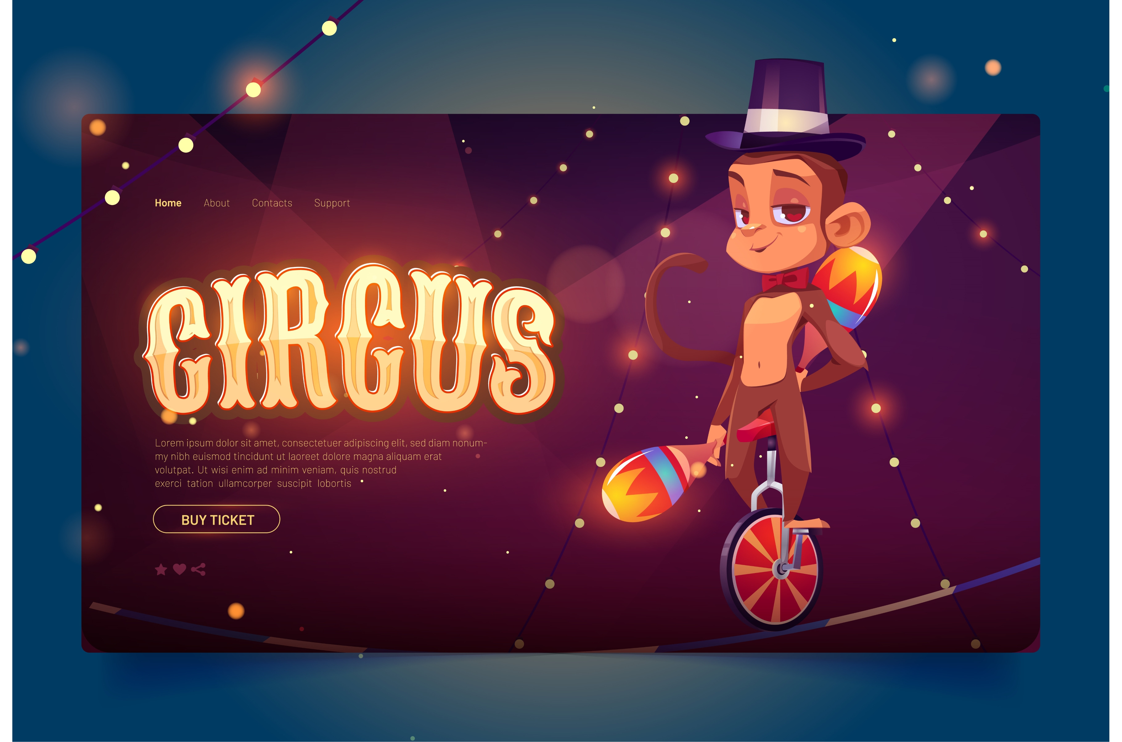 Circus banner with cute monkey | Animal Illustrations ~ Creative Market