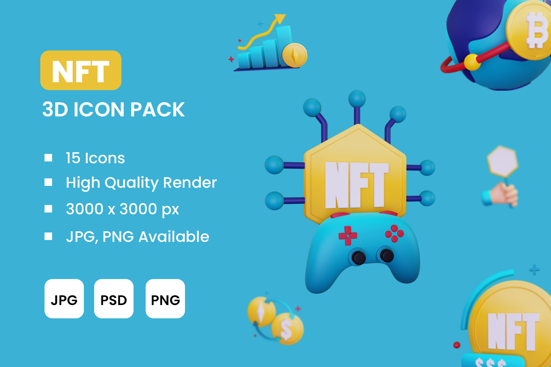 3D NFT Icon Pack, an Icon by idrixel