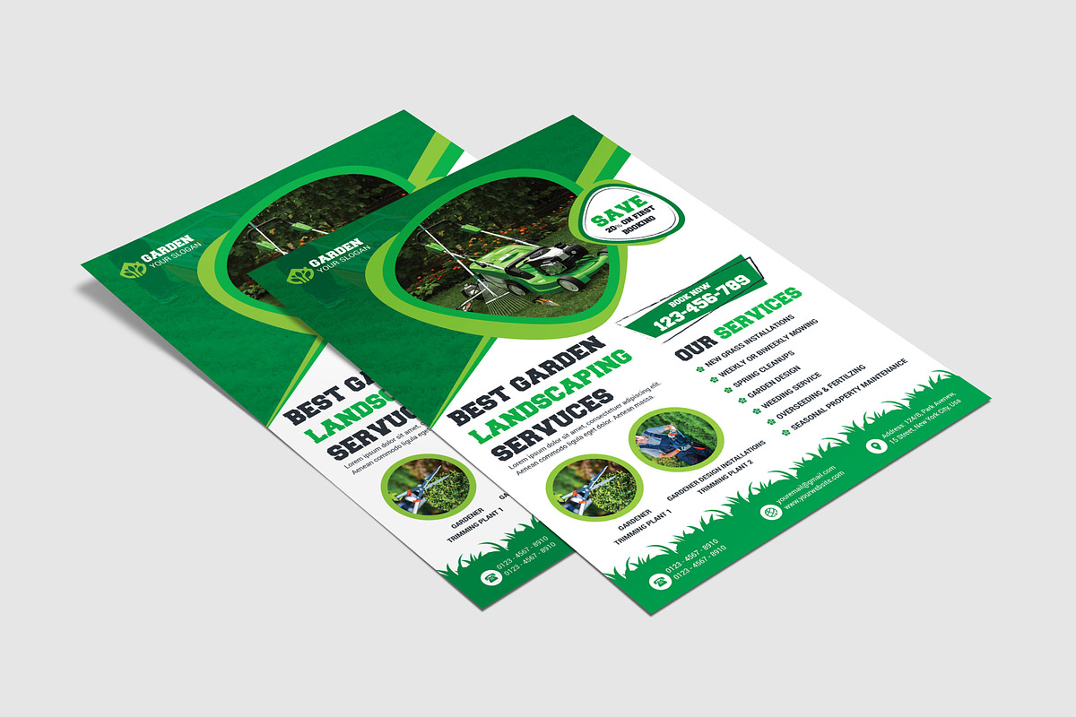 Landscaping Flyer Template, a Flyer Template by Ultimate Template Shop