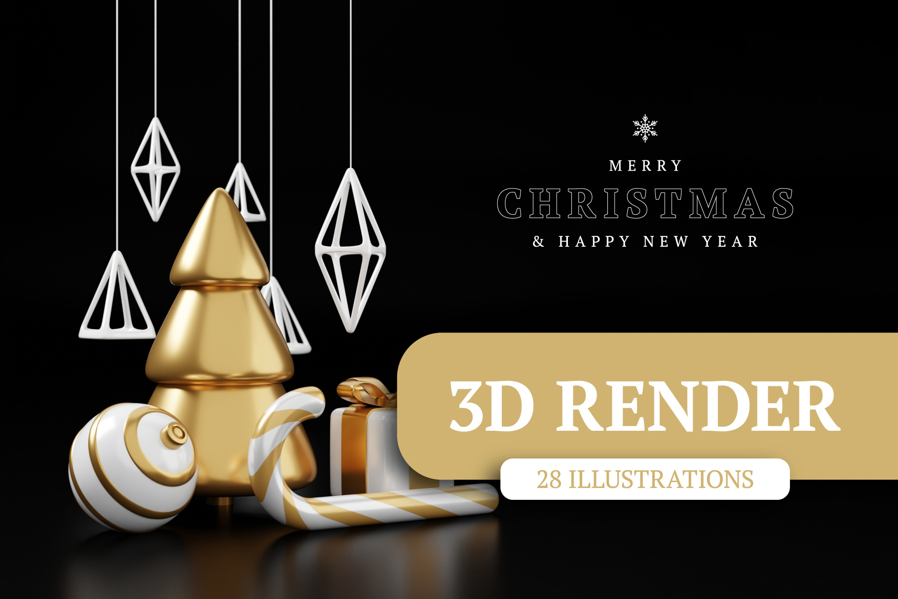 3d render Christmas illustrations, a Background Graphic by Lunarts ...