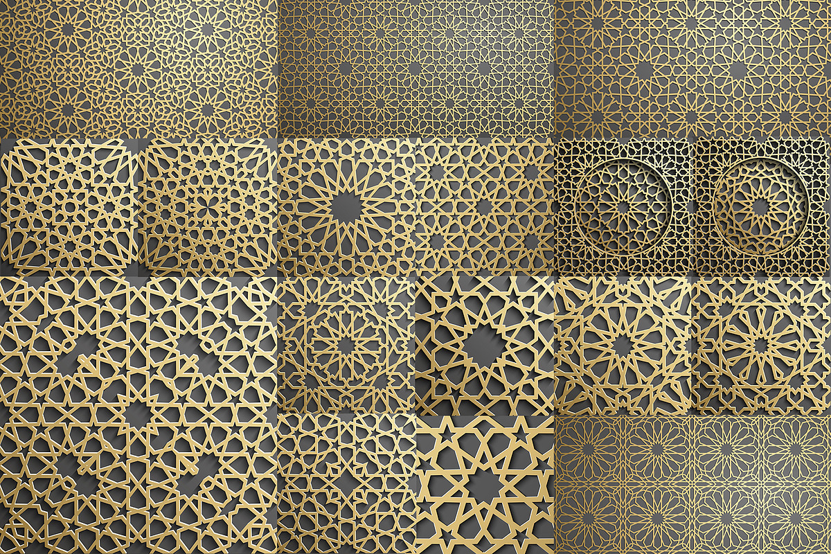 Luxurious Gold Islamic Pattern Set