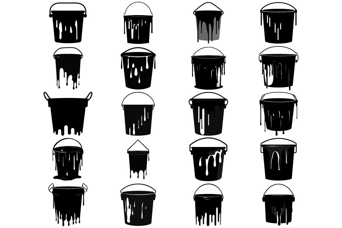 Paint Melting Bucket silhouette set, an Object Illustration by Unique ...