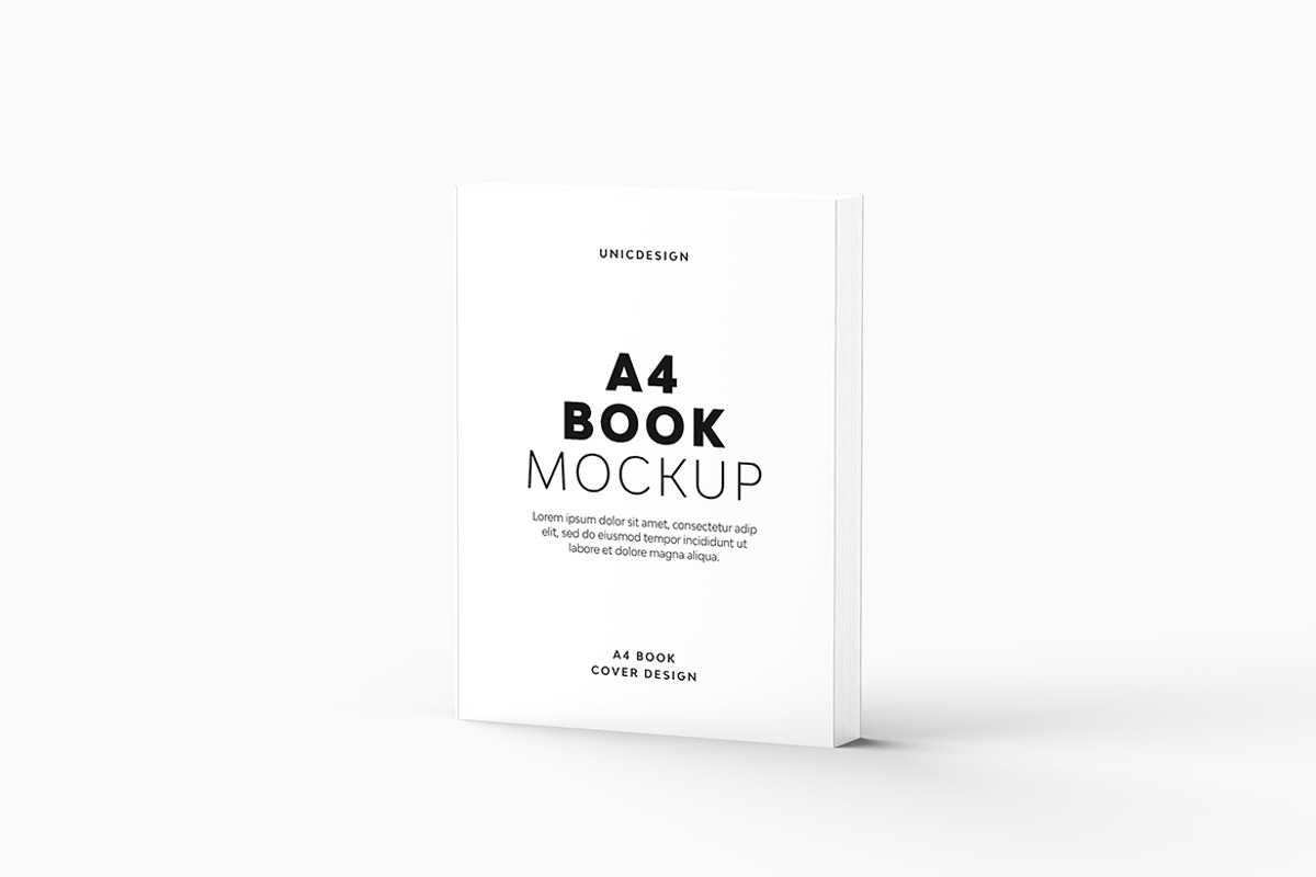 A4 Book Mockup, a Print Template by UnicDesign