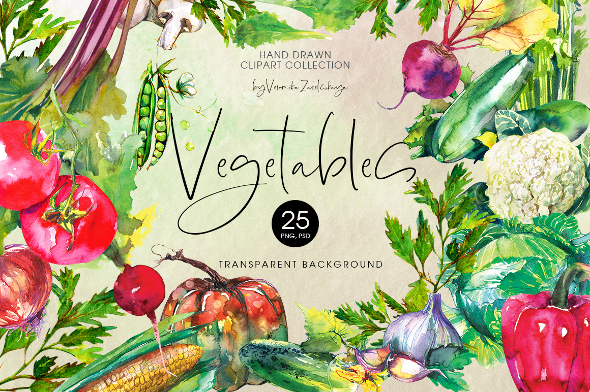 Vegetables watercolor clipart