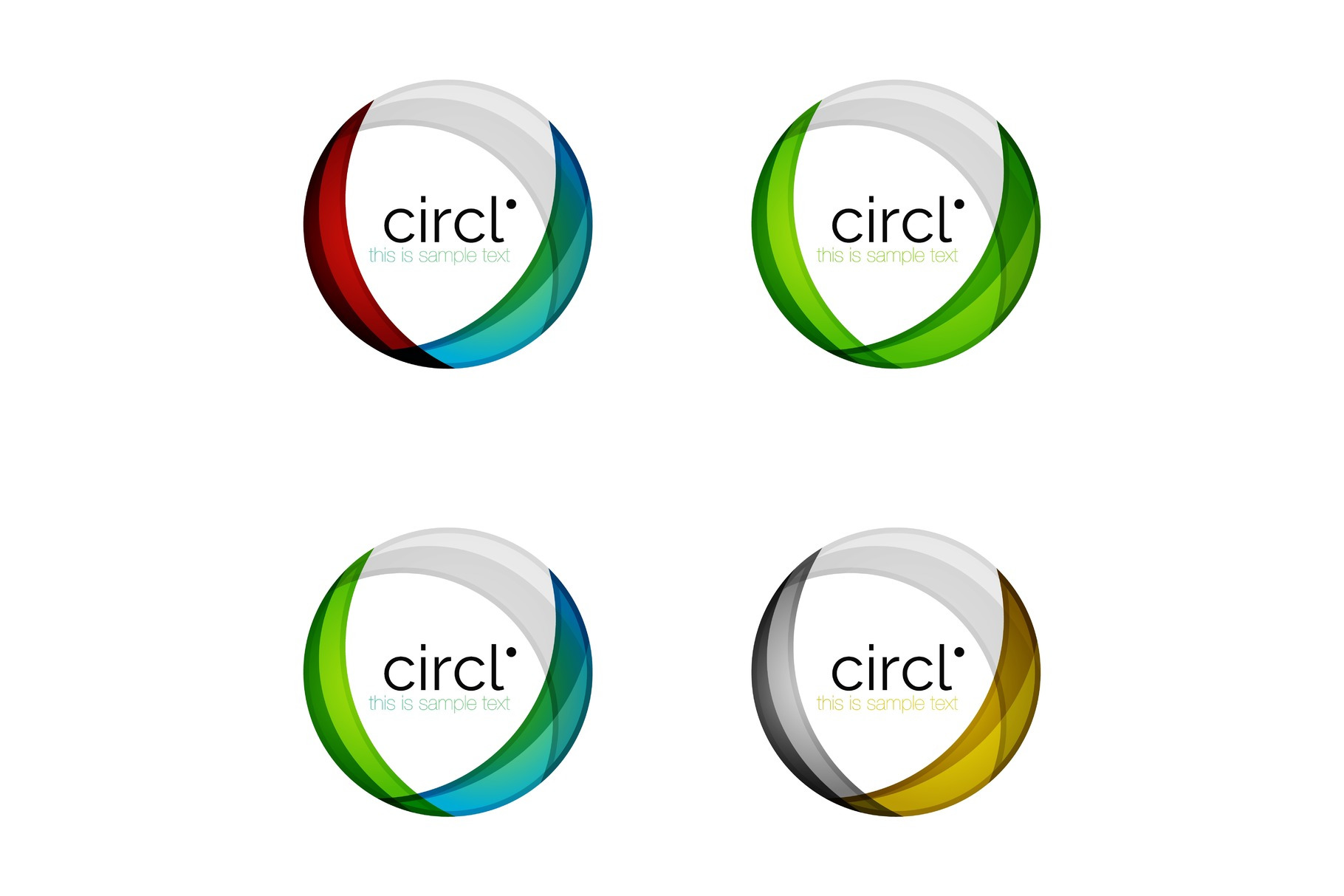 Circle logo collection. Transparent overlapping swirl shapes, a ...