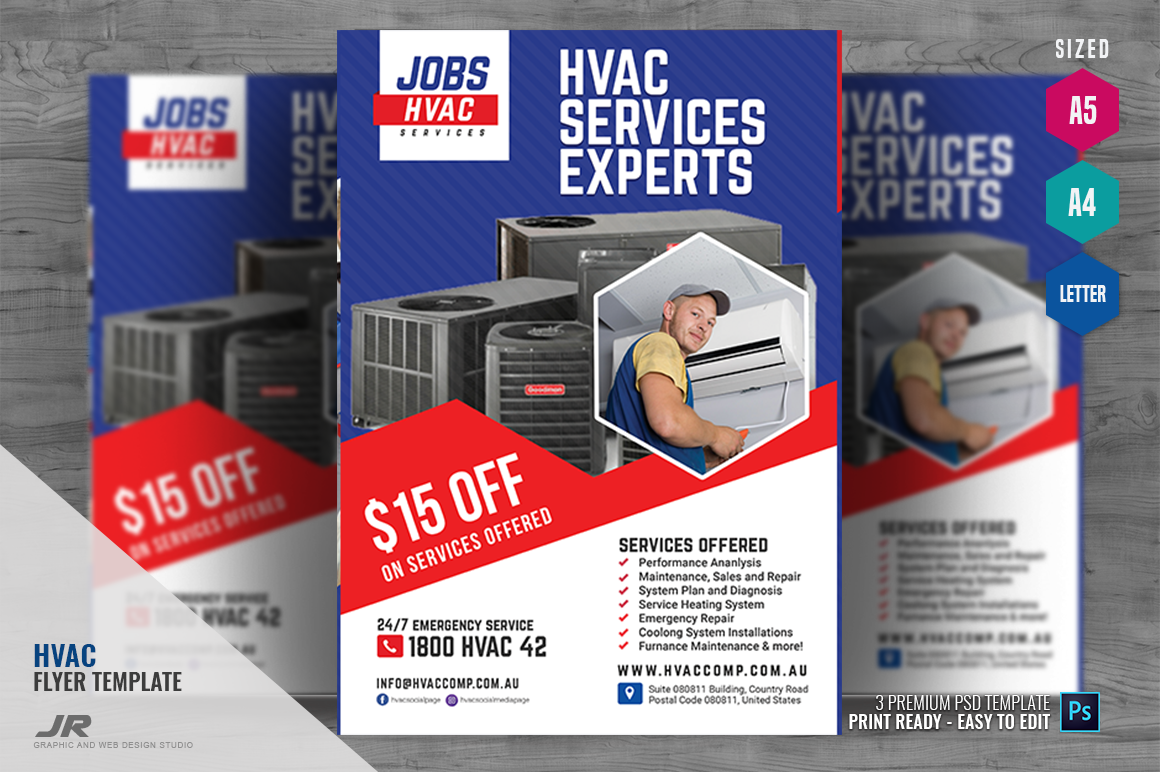 HVAC Company Ads Flyer, a Flyer Template by PSDPixel