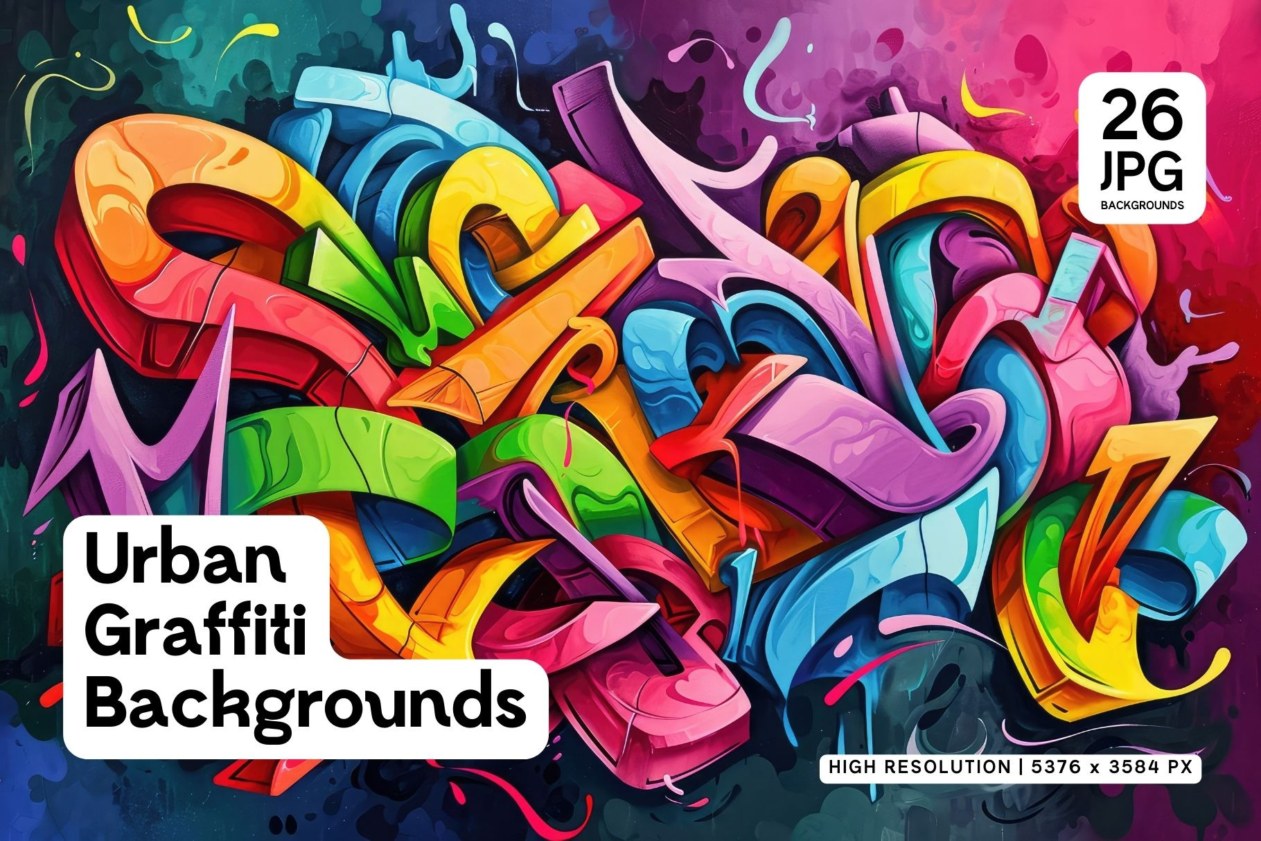 26 Urban Graffiti Backgrounds, a Background Graphic by HipFonts