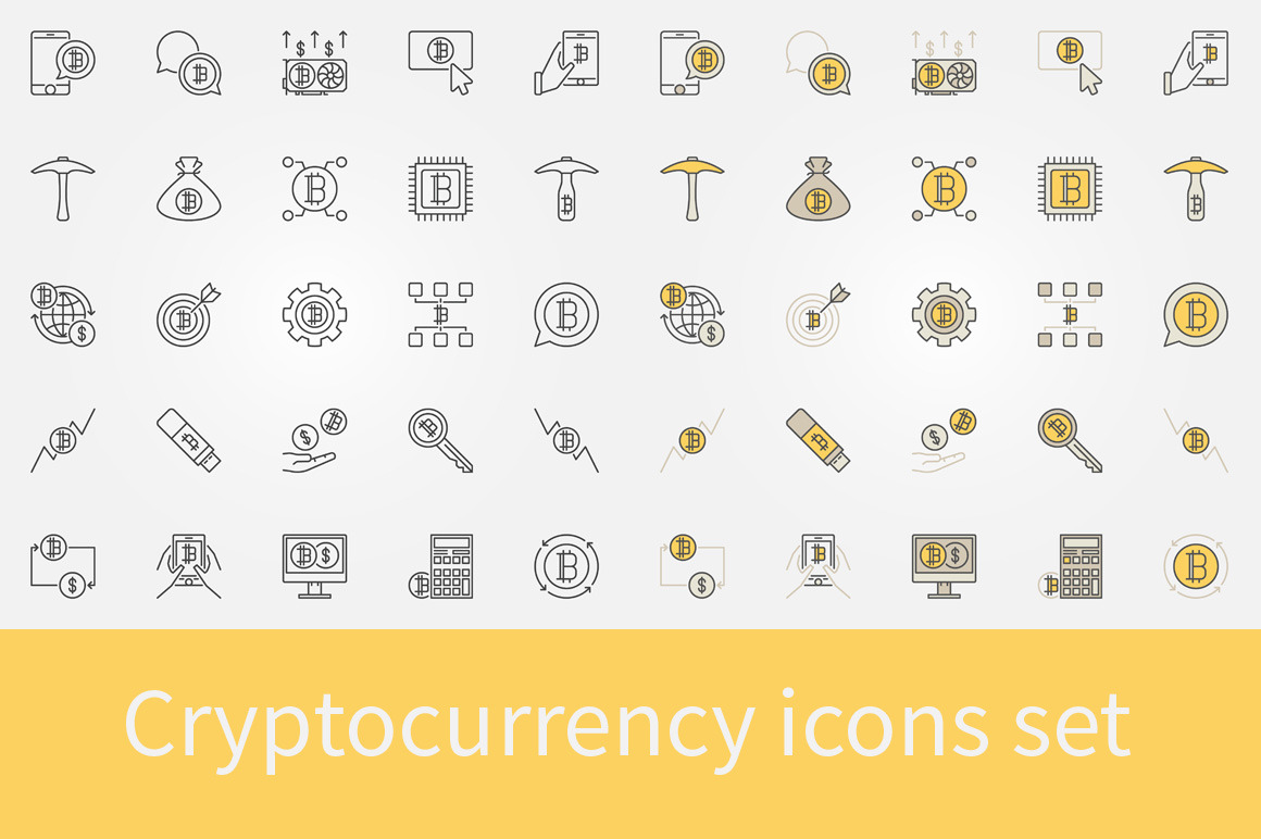 Cryptocurrency icons, an Outline Icon by Venomous Vector
