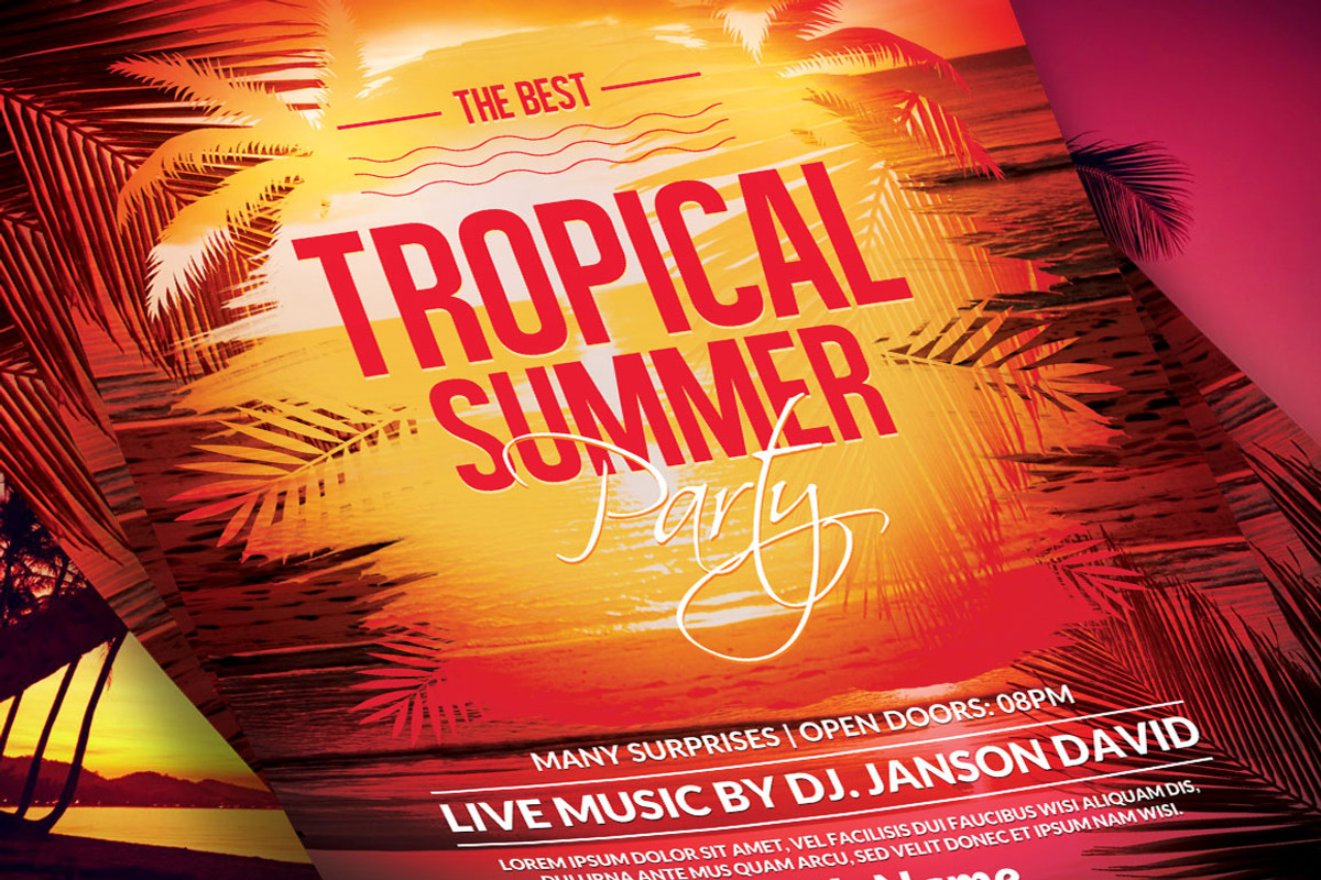 Tropical Summer Flyer Template, a Flyer Template by Briell Design