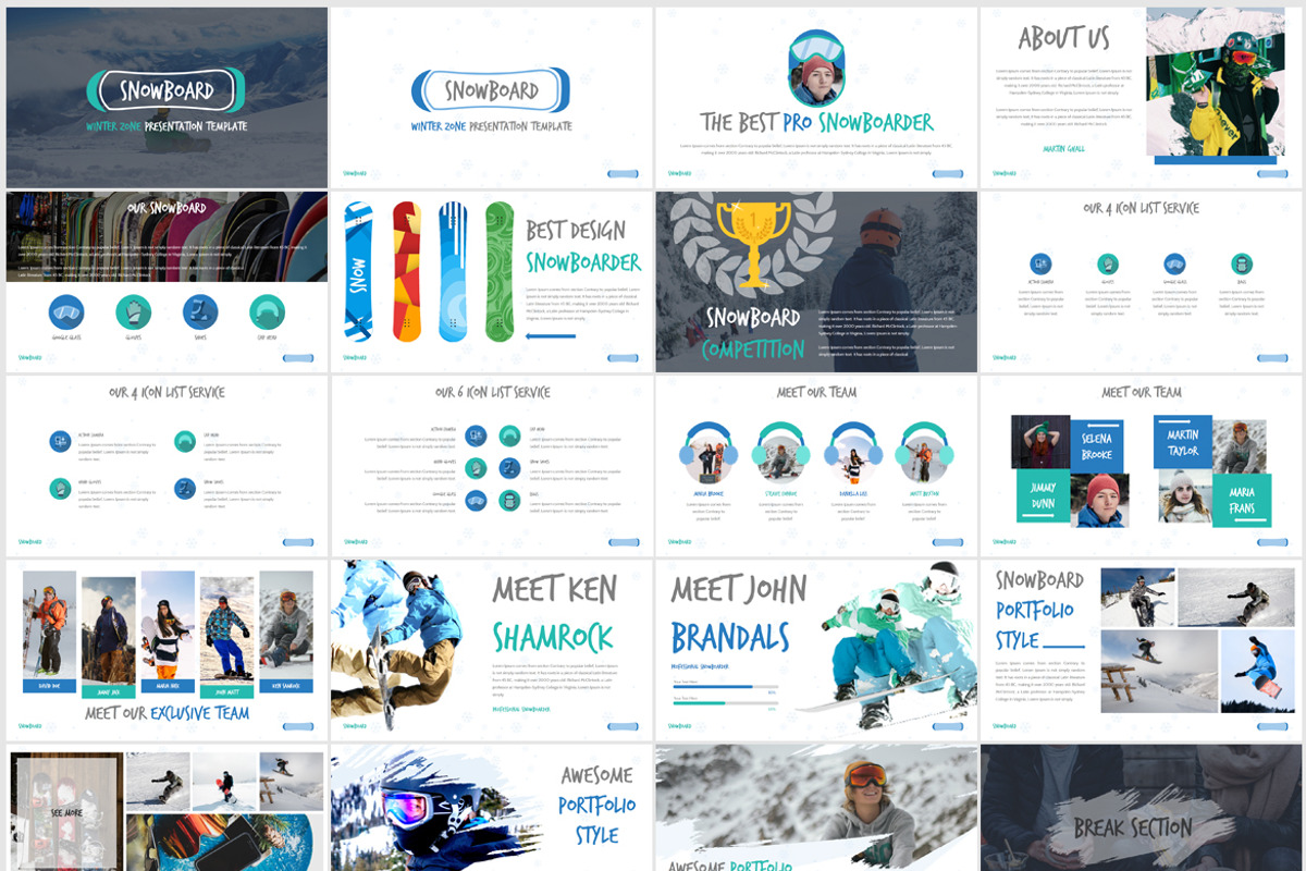 Snowboard Powerpoint Template, a Presentation Template by inspirasign