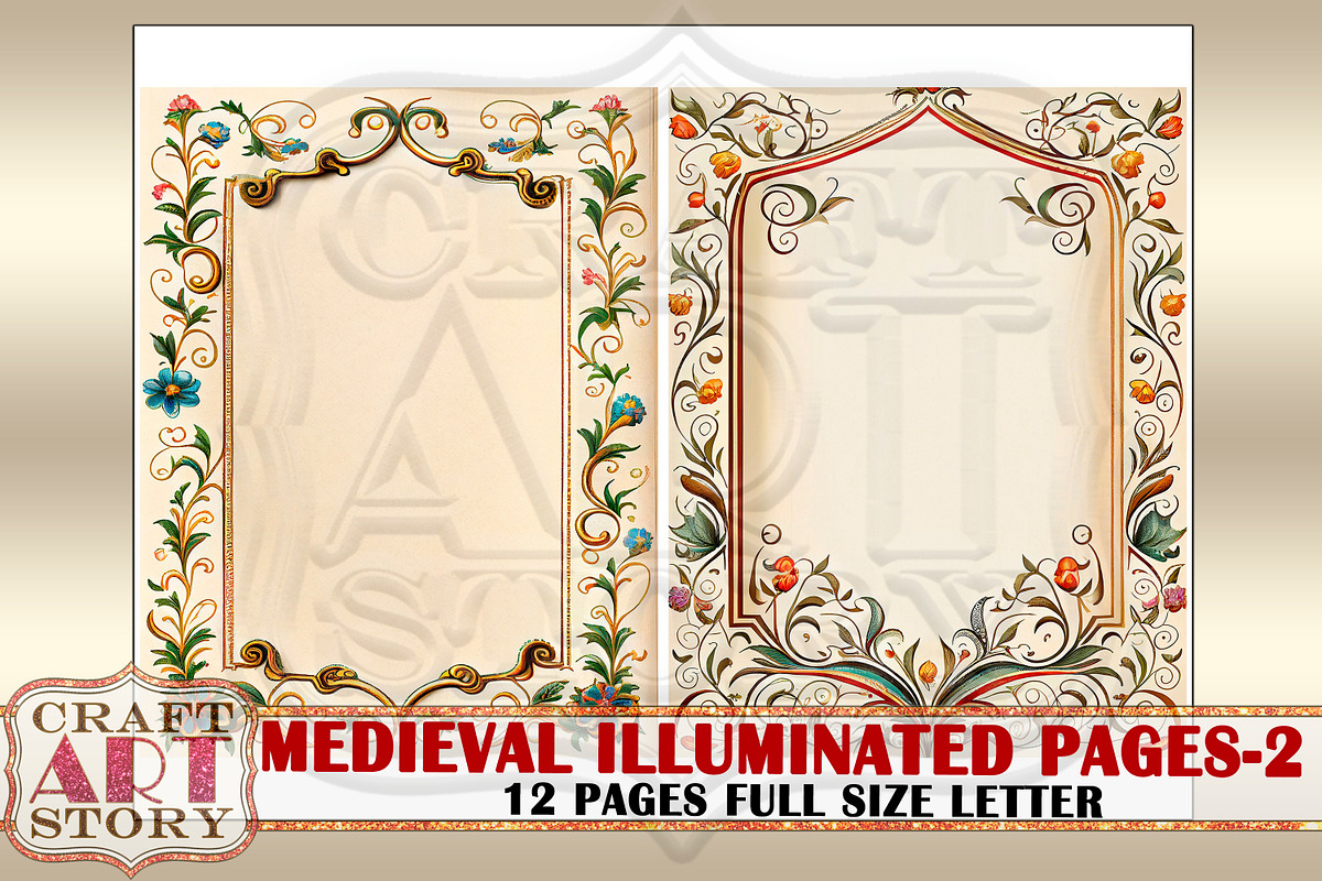 Medieval Illuminated Manuscript-2, a Texture Illustration by CraftArtStory
