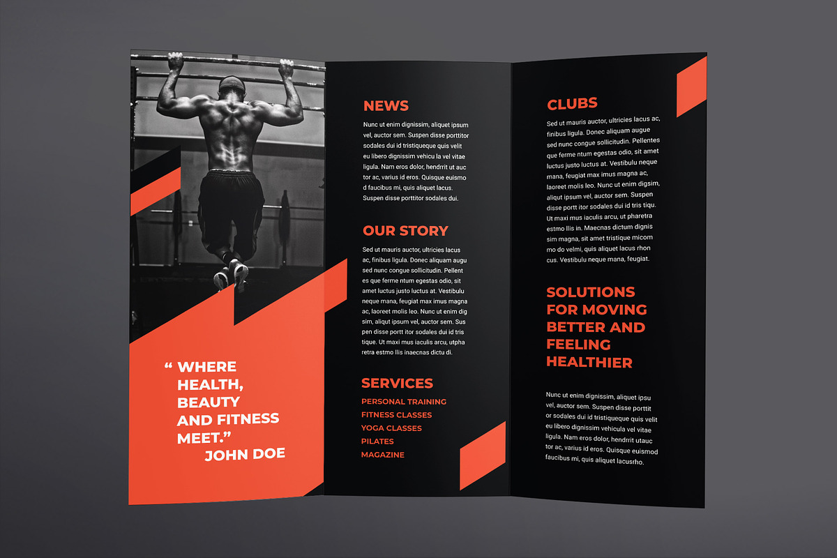 Gym Training Brochure Trifold, a Brochure Template by TemplatesNow!