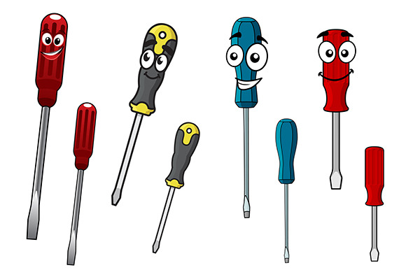 Colorful cartoon screwdrivers charac, a Background Graphic by Vector ...