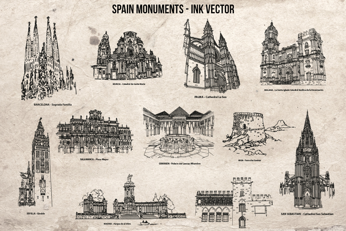 Spain monuments Vol 1, an Illustration by Giordano Aita Graphics