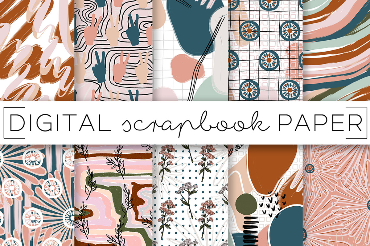 Retro Vibes Digital Paper Bundle, a Pattern Graphic by TWG Designs