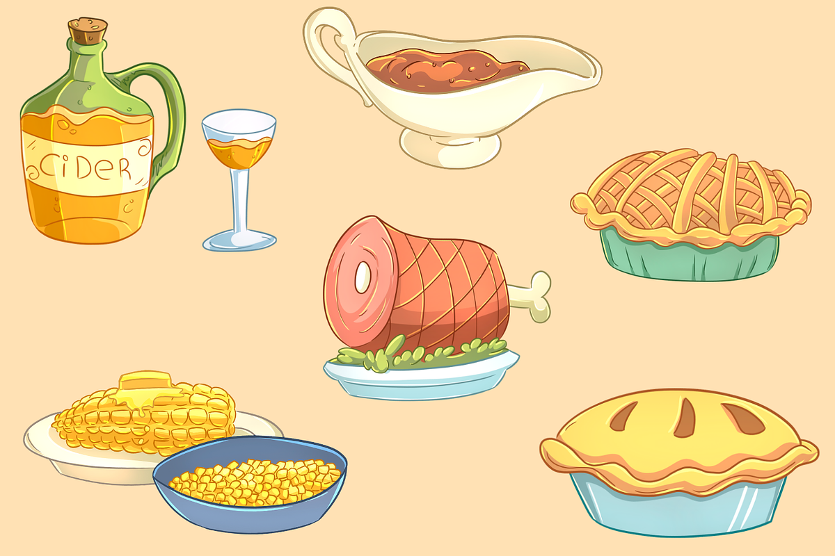 Thanksgiving Feast Clip Art, a Food Illustration by Keepin' It Kawaii