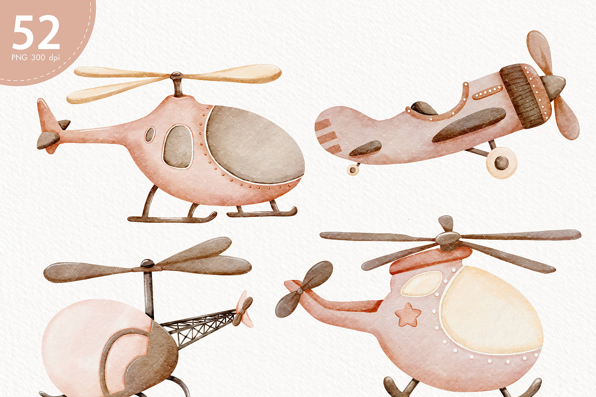 Watercolor Air Transport Clipart, a Transportation Illustration by ...