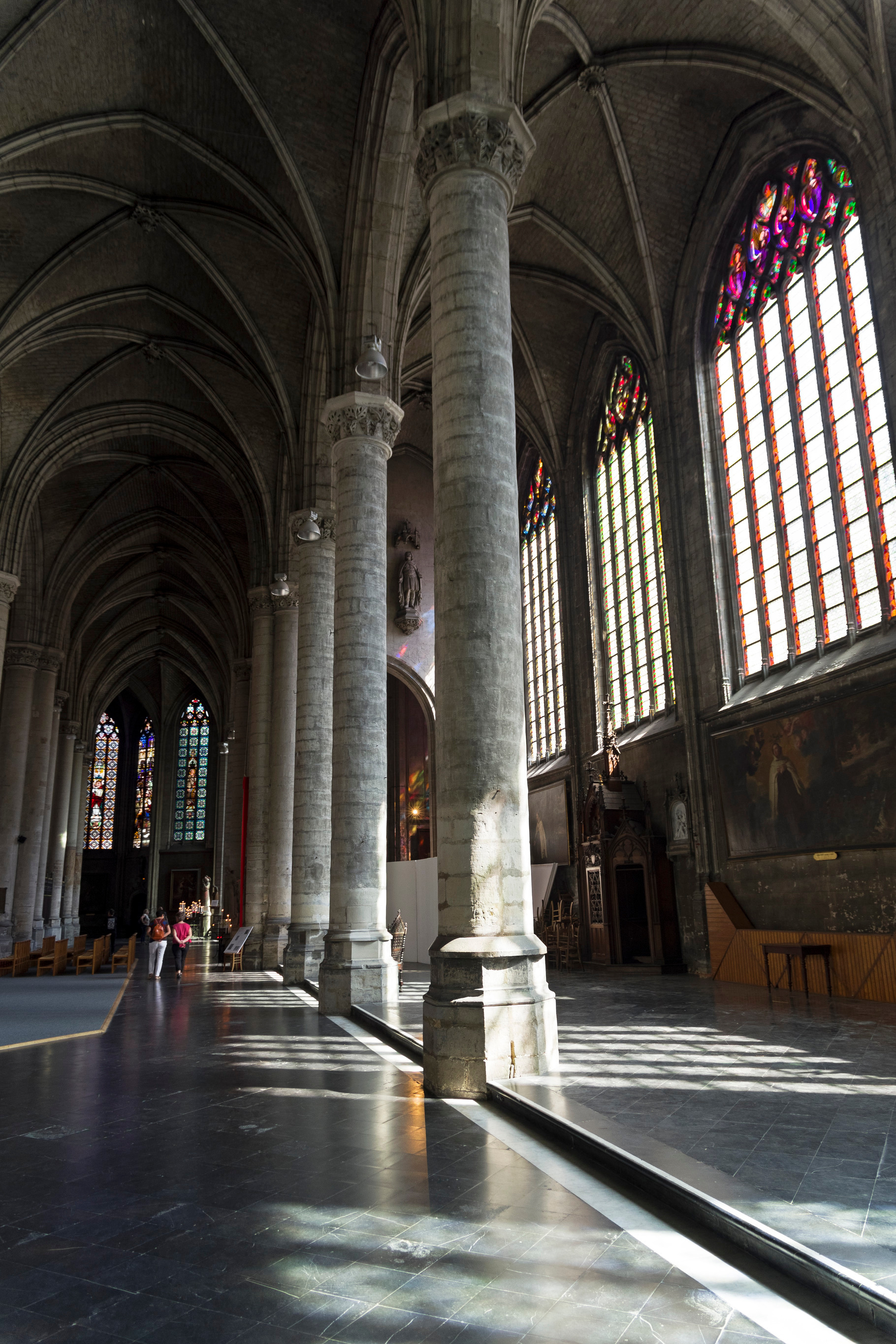 Interior of a catholic temple containing gothic, church, and arc, an ...