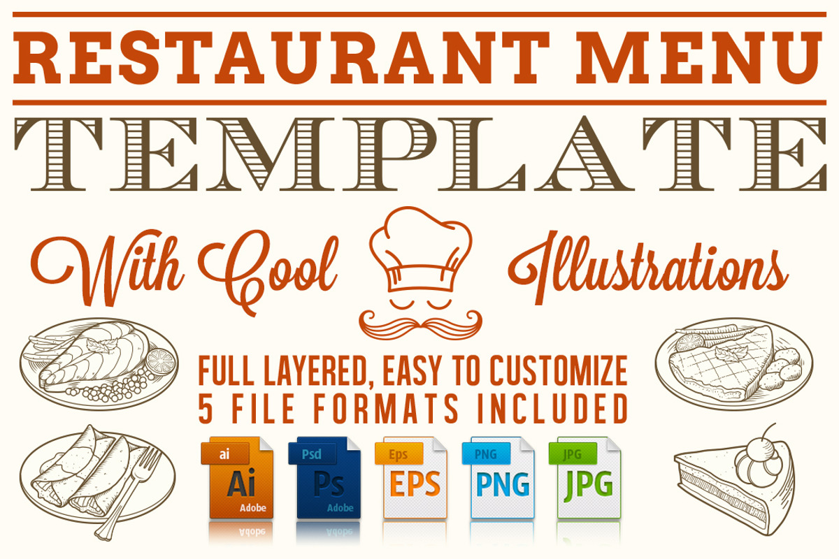 Editable Restaurant Menu Template, a Stationery Template by FourLeafLover