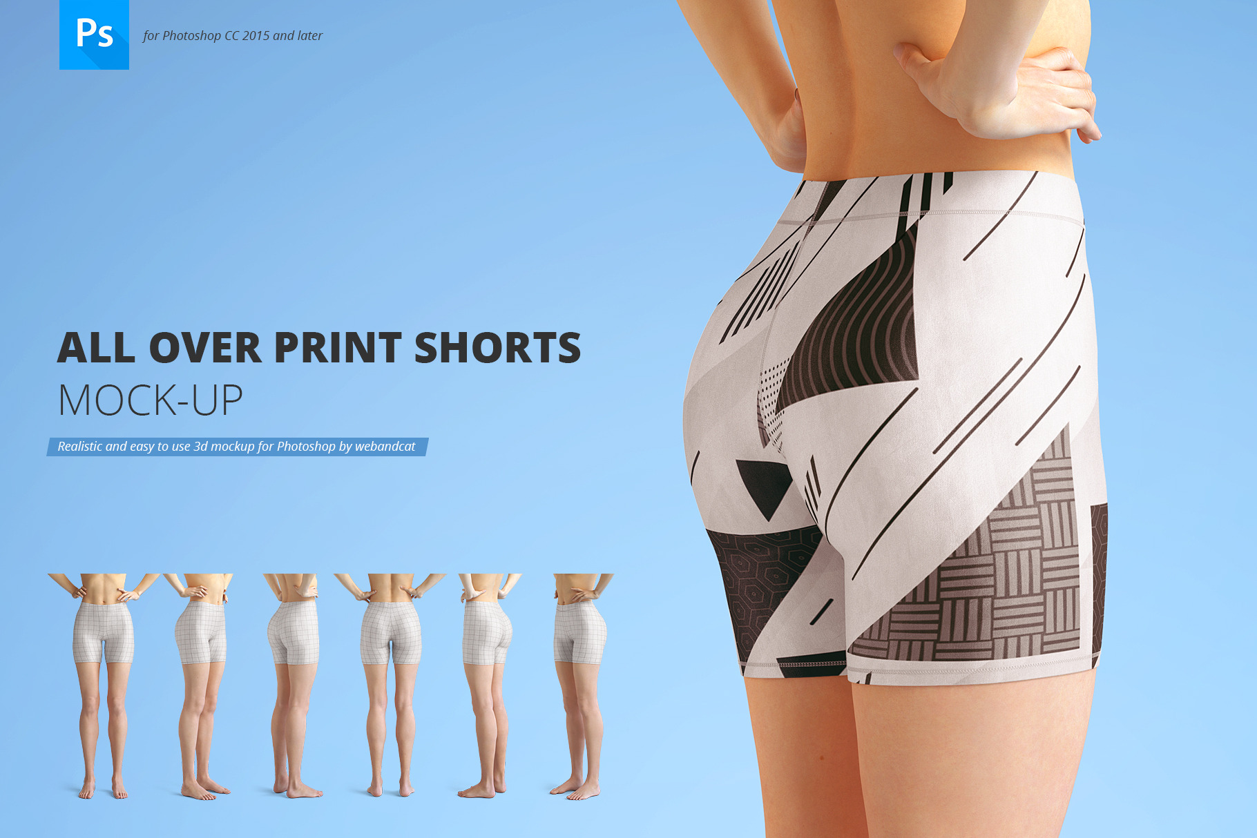 All Over Print Shorts Mockup Set, a Print Template by WebAndCat