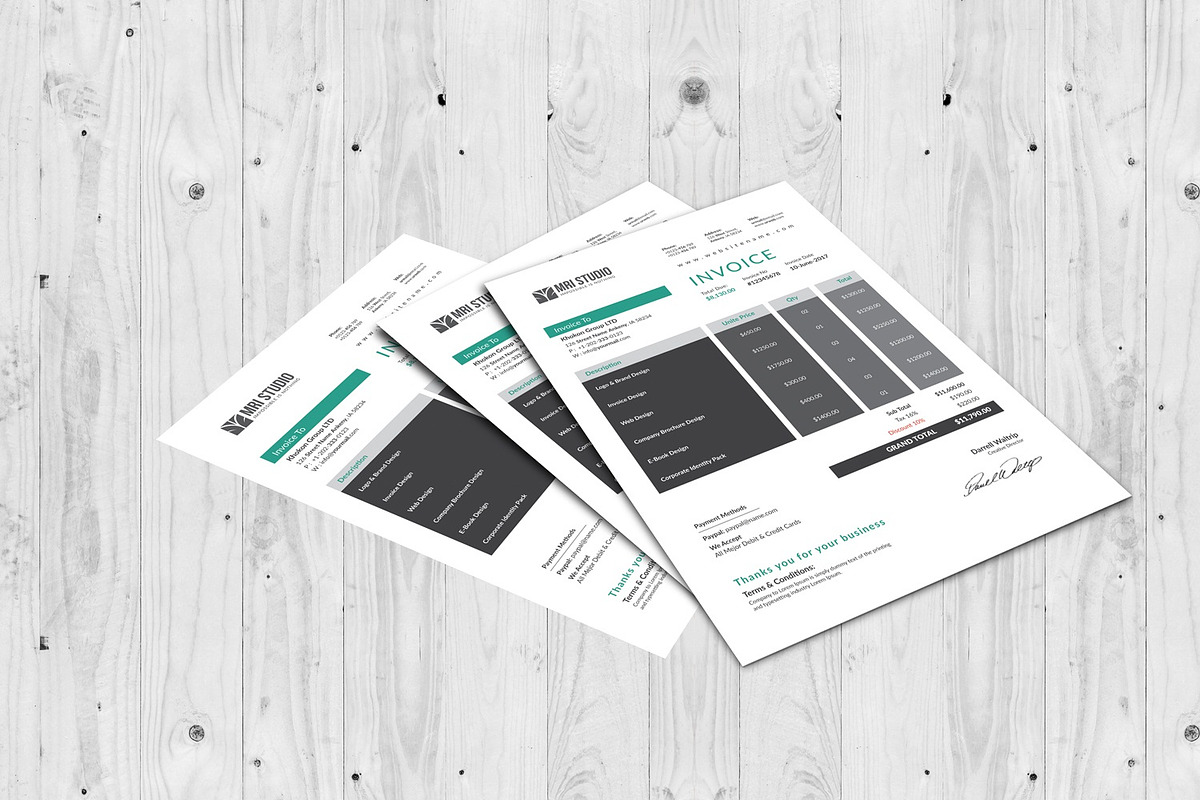 Invoice Templates, a Stationery Template by MRI STUDIO