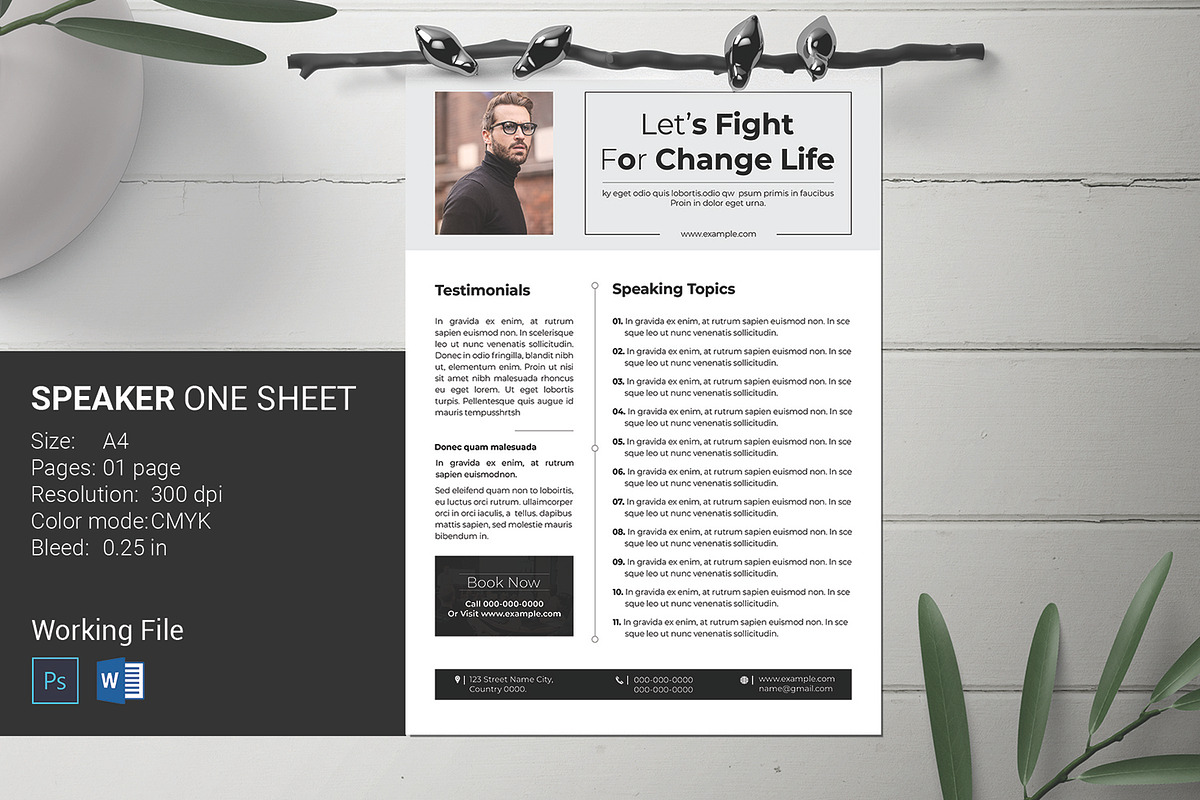 Speaker One Sheet Template, a Flyer Template by crazyOWL