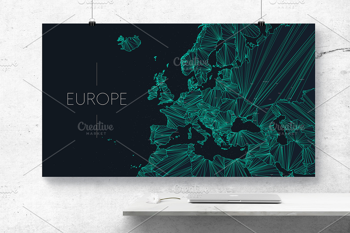 World map wireframe +, a Technology Illustration by MaximGertsen