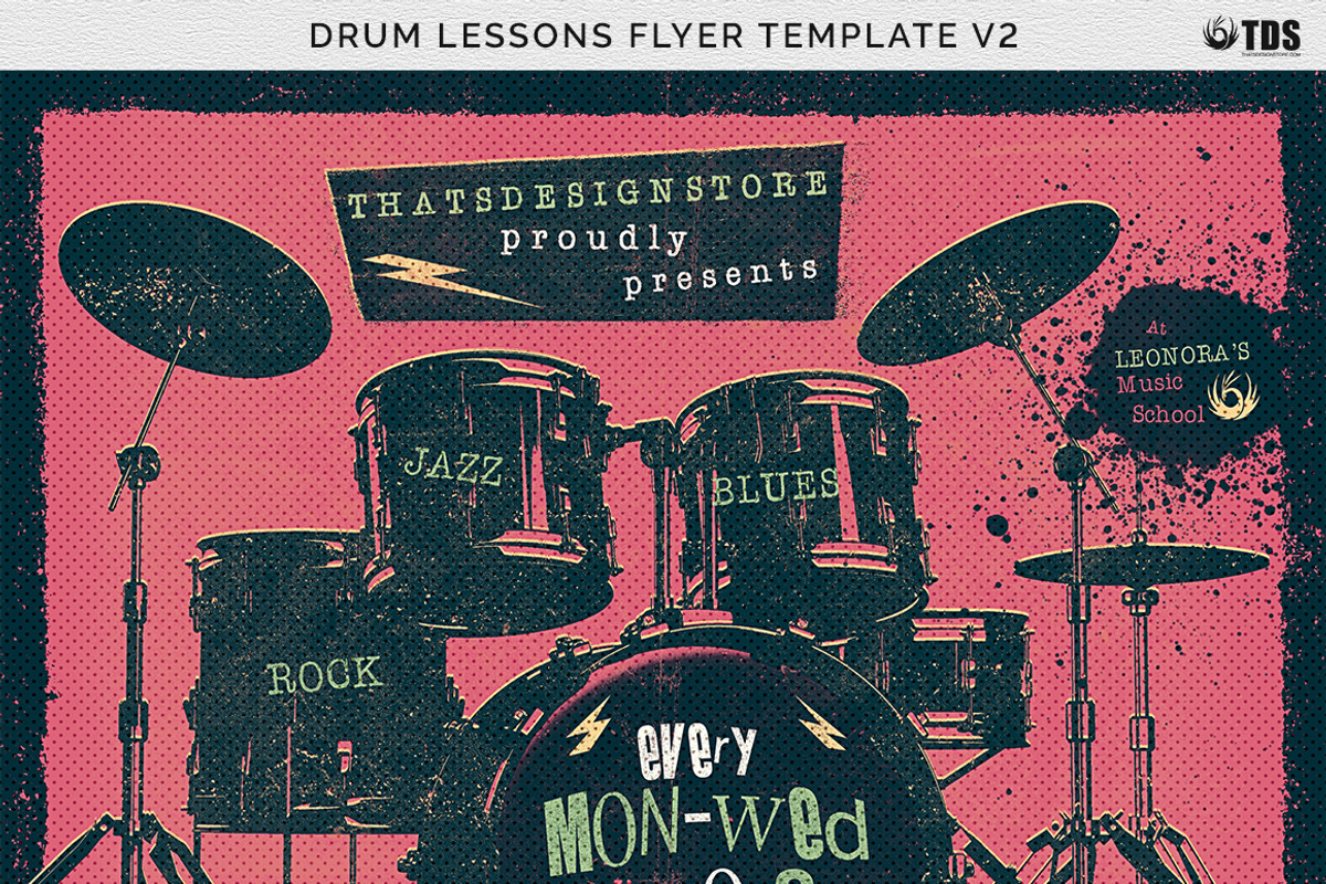 Drum Lessons Flyer PSD Design Template