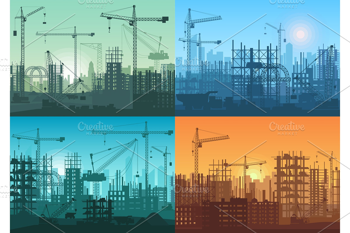 Construction buildings silhouette., a Work Illustration by Lemberg Vector