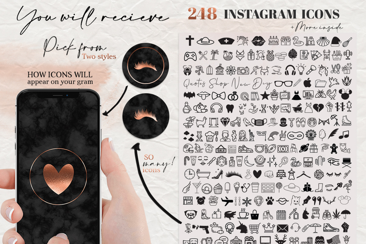 Rose gold & Marble Instagram Covers | Creative Market