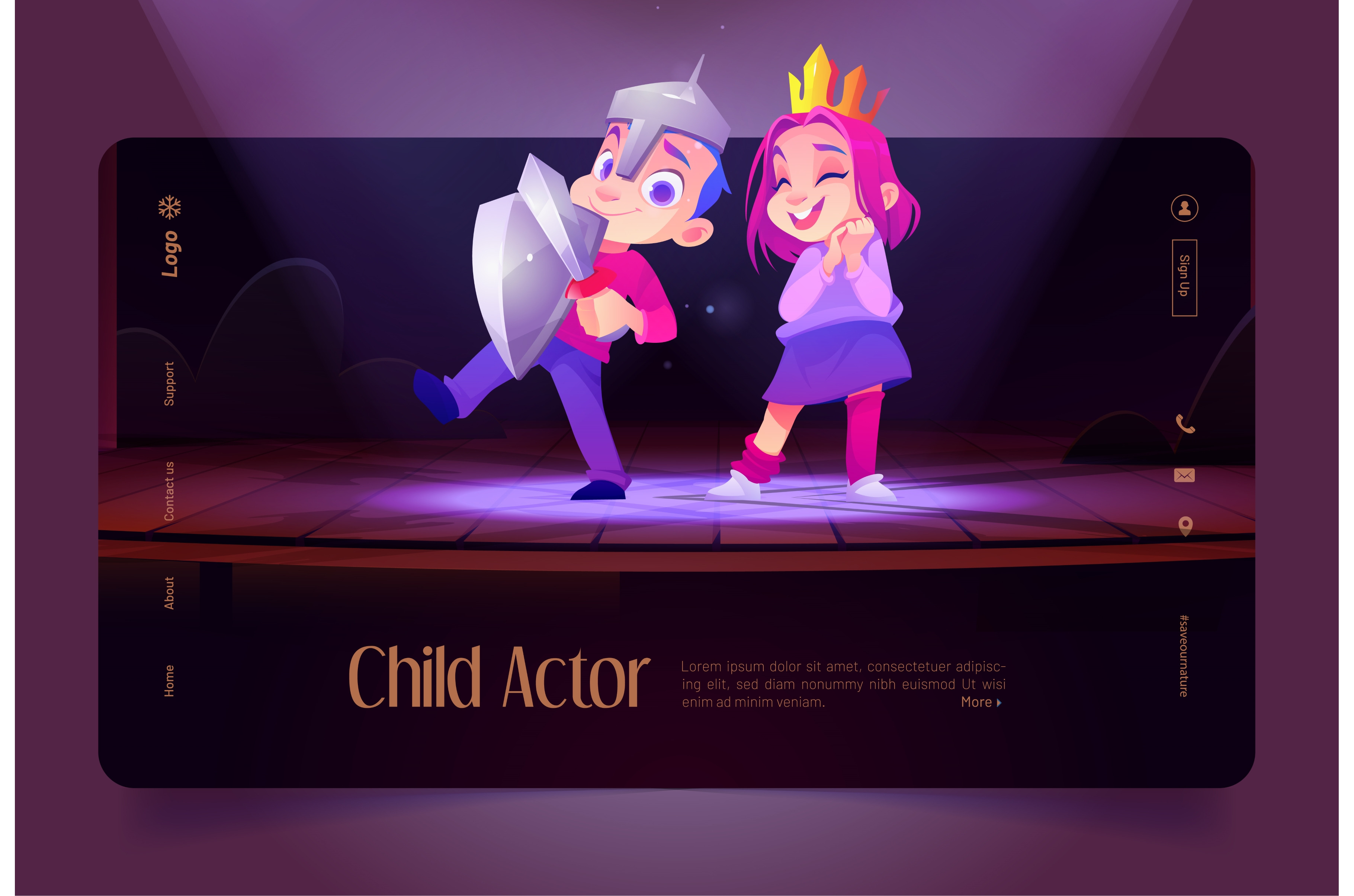 Children actors on theatre stage in, an Education Illustration by art ...