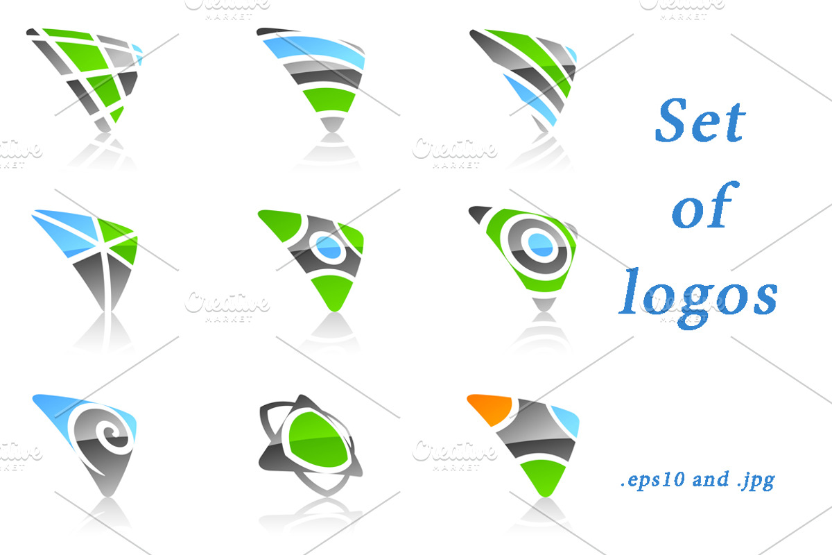 Set of triangular colorful logos, a Branding & Logo Template by Vjom