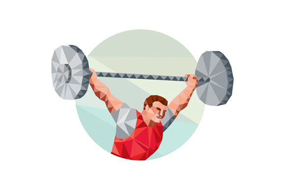 Weightlifter Lifting Barbell Circle, an Illustration by patrimonio