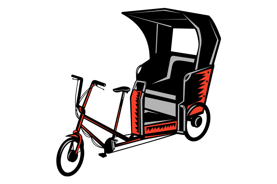 Cycle Rickshaw, a Transportation Illustration by patrimonio