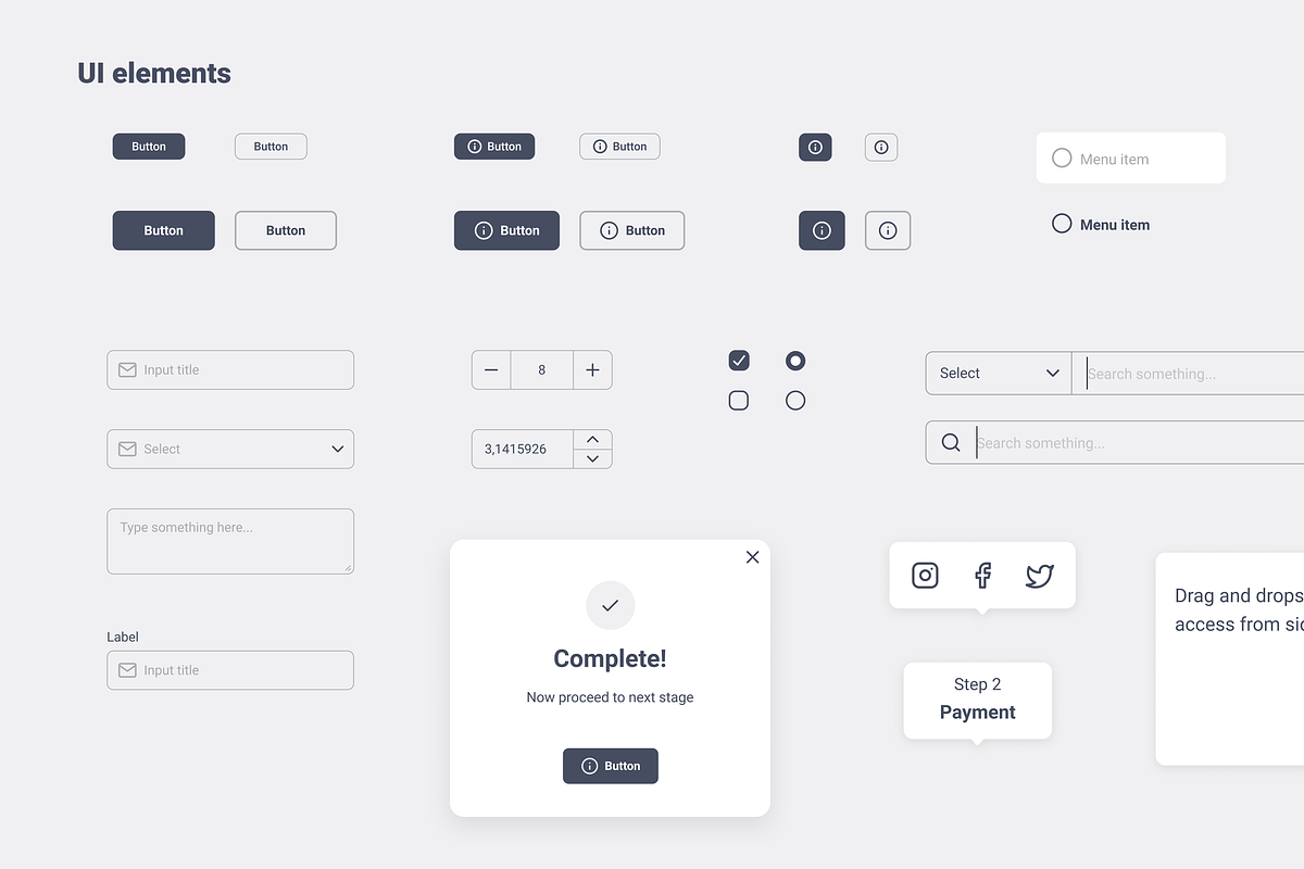 CRM Wireframe Kit. Dashboard UI kit