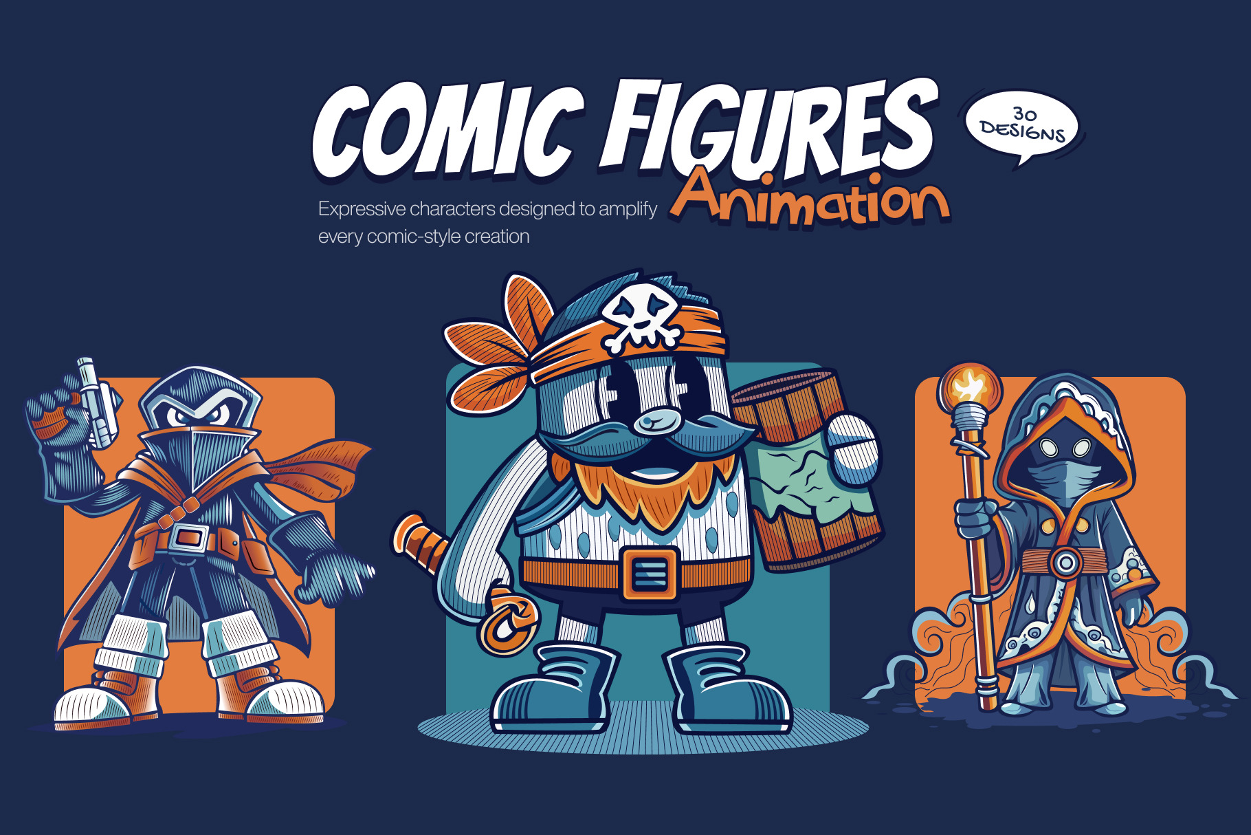 Animated Comic Figures Illustration